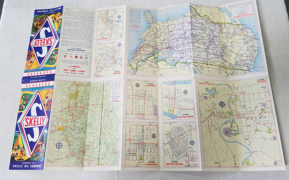 SET OF 2 VINTAGE 1960'S SKELLY GAS & OIL ROAD MAPS--GAS STATION ...