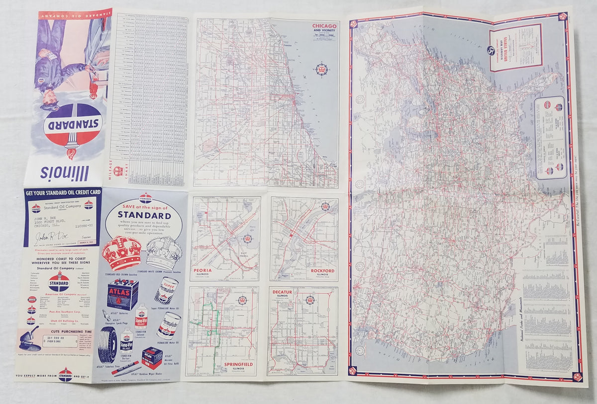 SET OF 2 VINTAGE 1950'S STANDARD GAS & OIL ROAD MAPS-GAS STATION-PUMPS ...